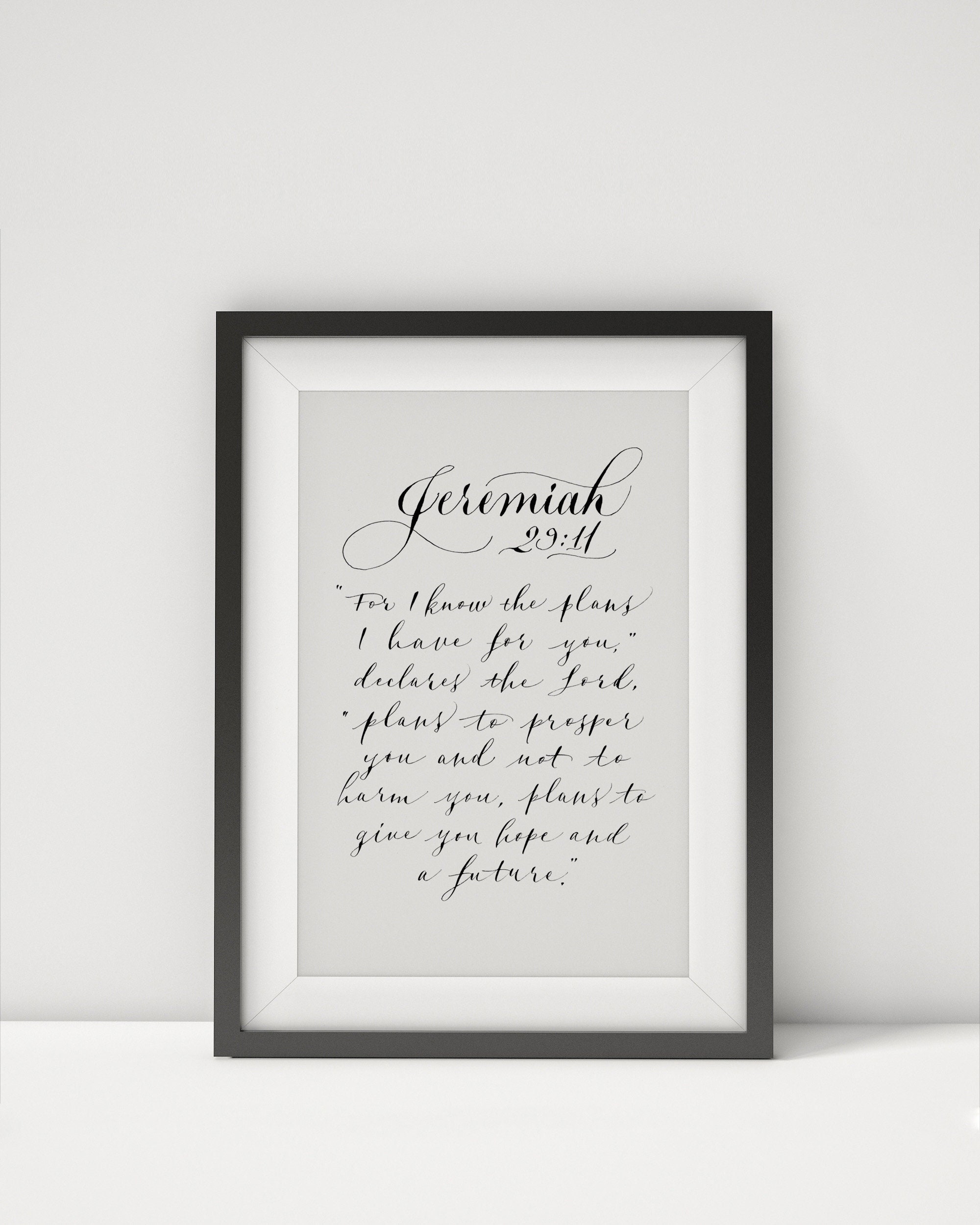 Jeremiah 29:11 Printable Bible Scripture Calligraphy Framed - Etsy