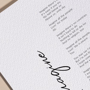 Imagine by John Lennon Printable - Imagine Lyrics Print - John Lennon ...
