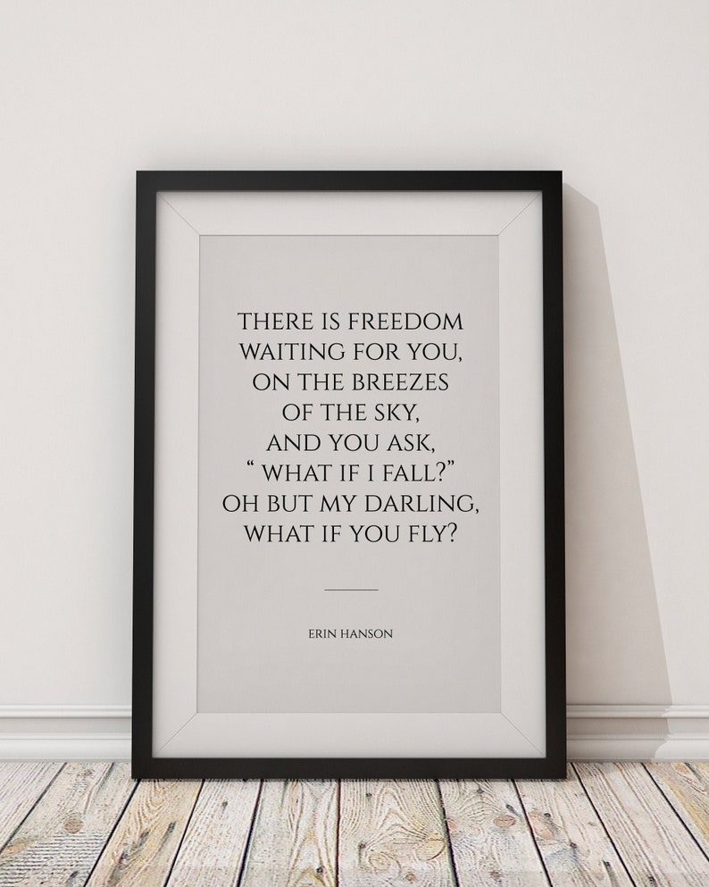 What If I Fall? What If You Fly? Printable Framed Erin Hanson Quote ...