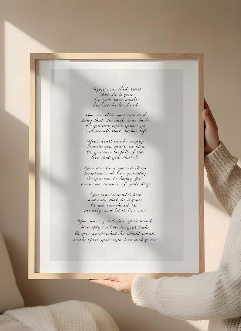 He is Gone Poem Poster| Memorial Wall Art | Sympathy Gift for Loss ...