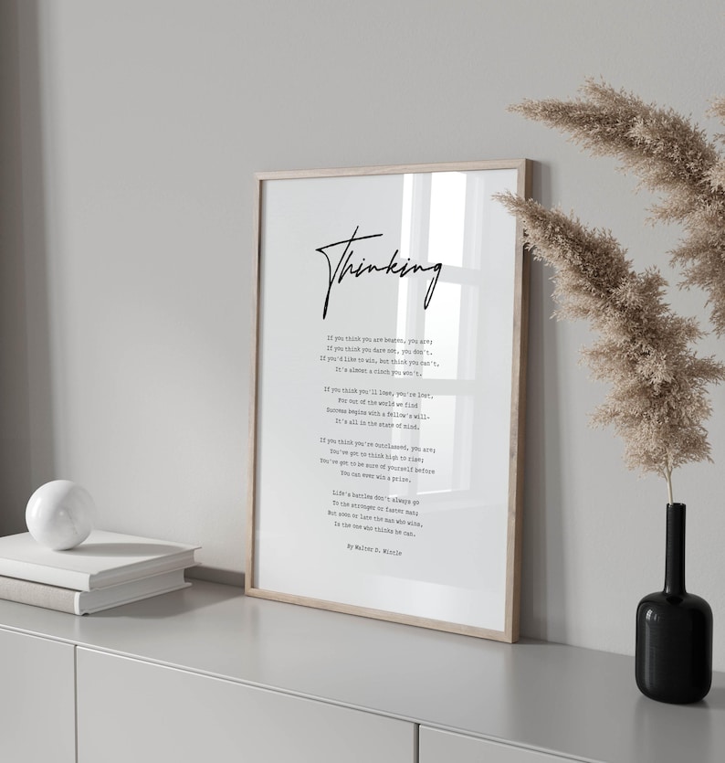 Thinking (poem by Walter D. Wintle, Digital Poem Print, Thinking Poster ...