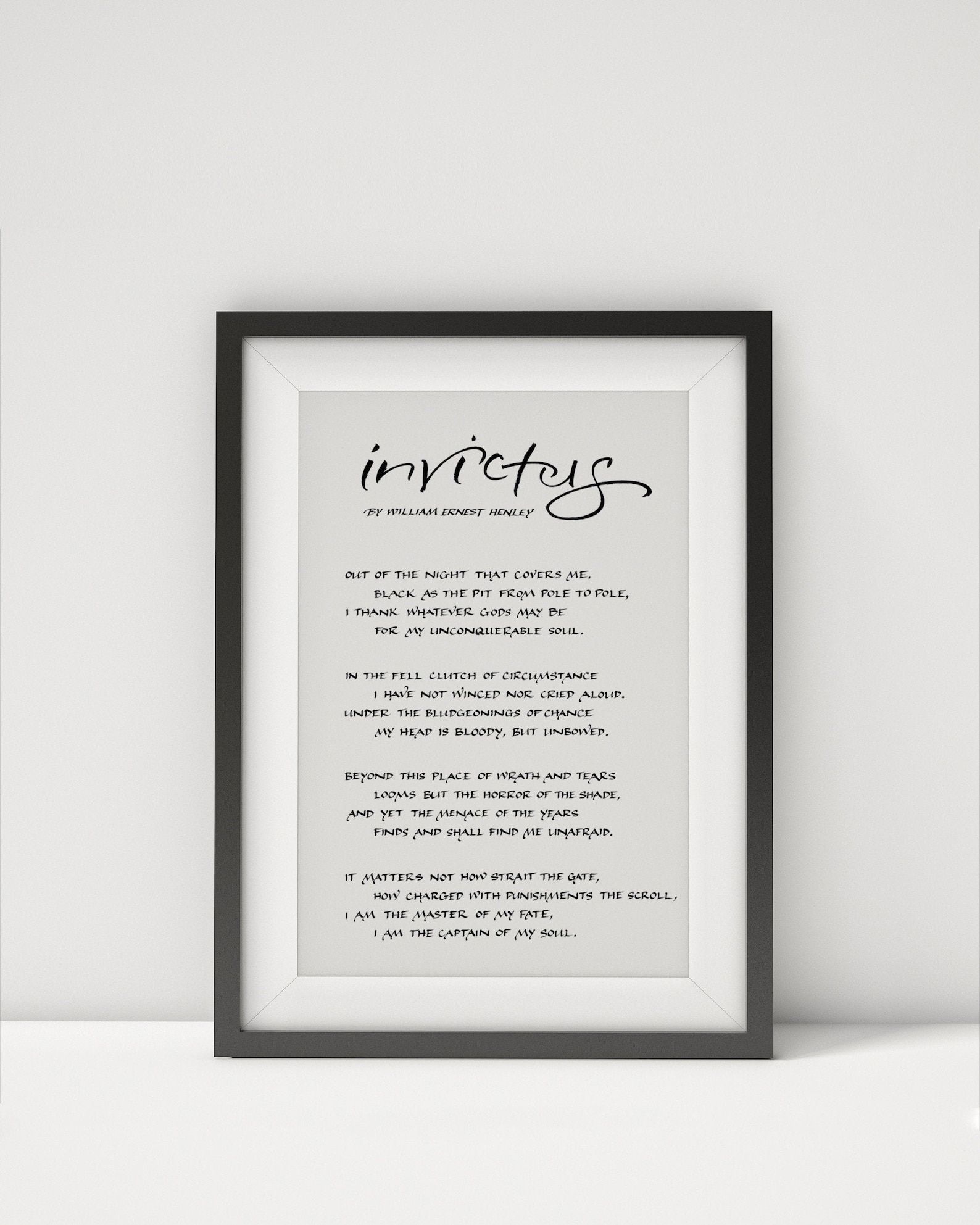 Invictus Calligraphy Poem Printable by William Ernest Henley | Etsy