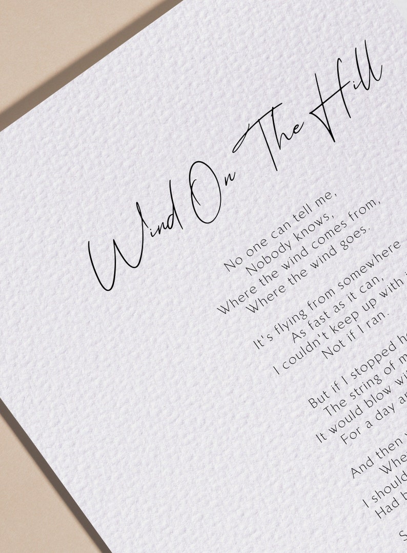 Wind on the Hill by AA Milne Digital Print, Winnie the Pooh Nursery ...