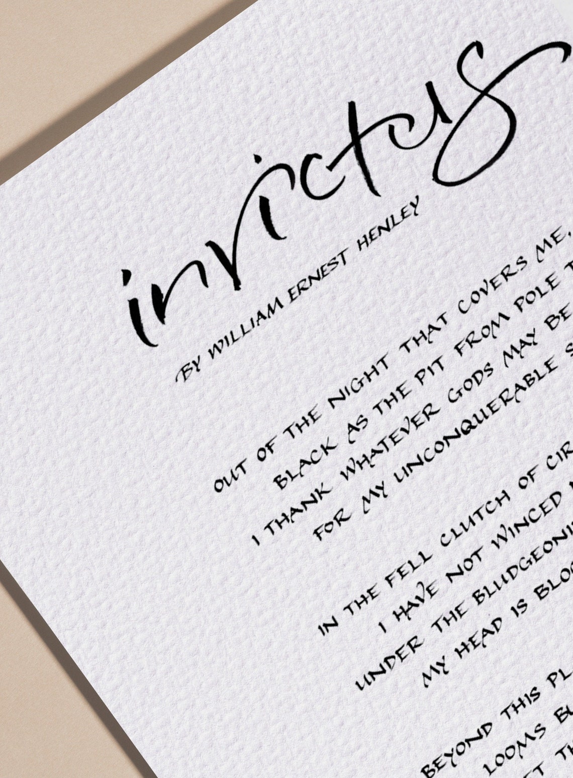 Invictus Calligraphy Poem Printable by William Ernest Henley ...