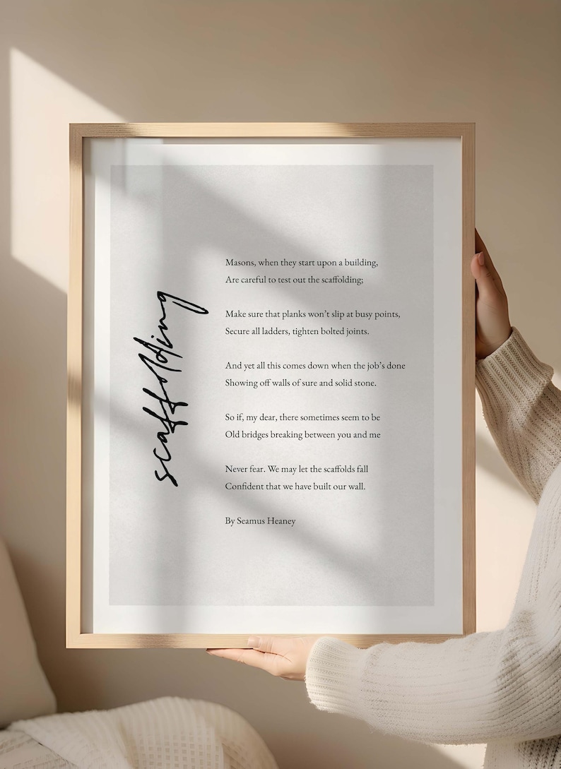 Scaffolding Poem Print by Seamus Heaney, Poetry Wall Art, Literary ...