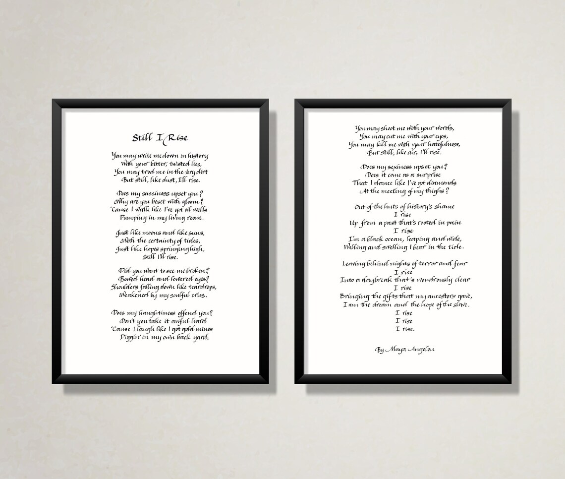 Still I Rise Print Calligraphy Printable Poem by Maya Angelou ...