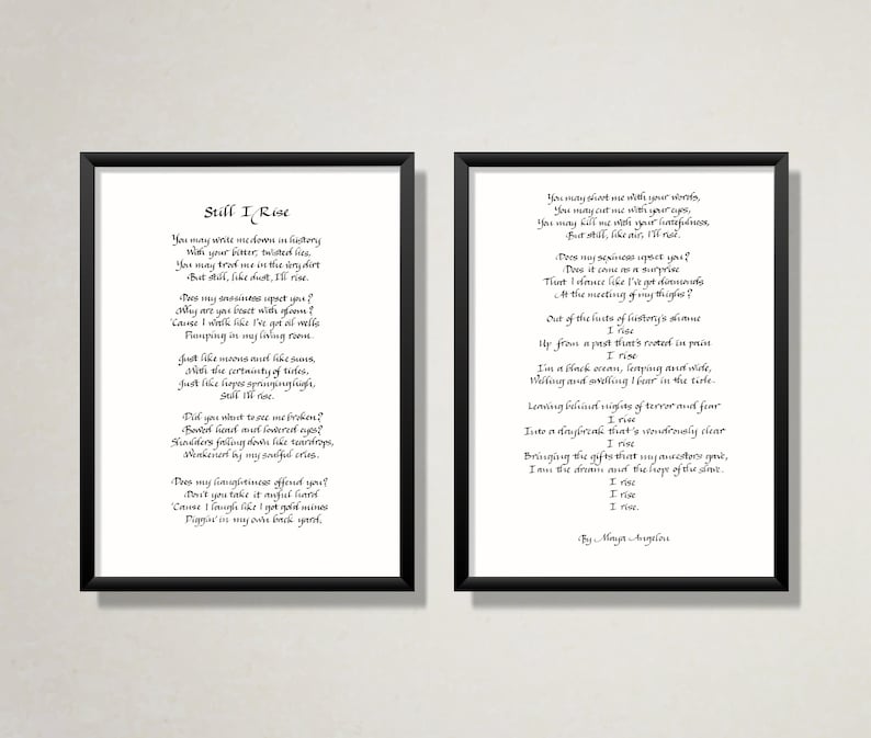 Still I Rise Print Calligraphy Printable Poem by Maya Angelou ...