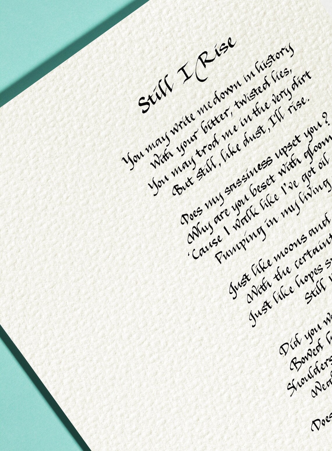 Still I Rise Print Calligraphy Printable Poem by Maya Angelou ...