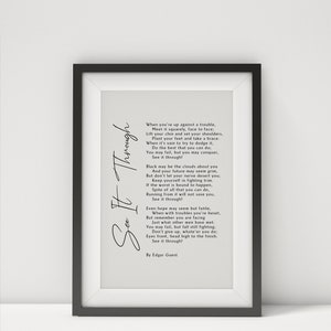 SEE IT THROUGH by Edgar Guest Printable Poem, Edgar Guest Poem, Framed ...