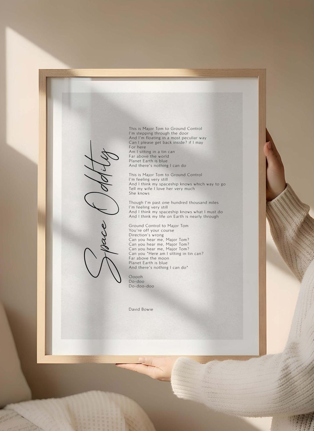 Space Oddity Lyric Print, David Bowie Wall Art, Song Lyrics Poster ...