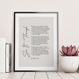 SEE IT THROUGH by Edgar Guest Printable Poem, Edgar Guest Poem, Framed ...