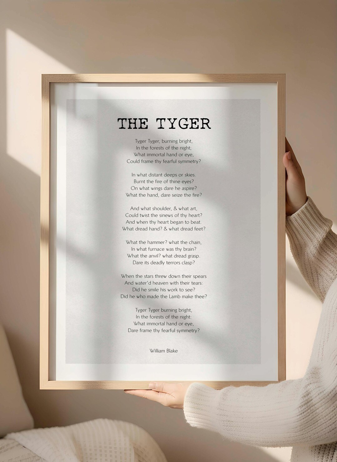 The Tyger Poem Print, William Blake Poster, Classic Literature Wall Art ...