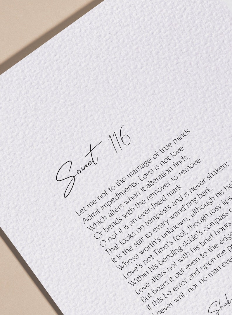 Sonnet 116 Shakespeare Printable Typography Print William | Etsy