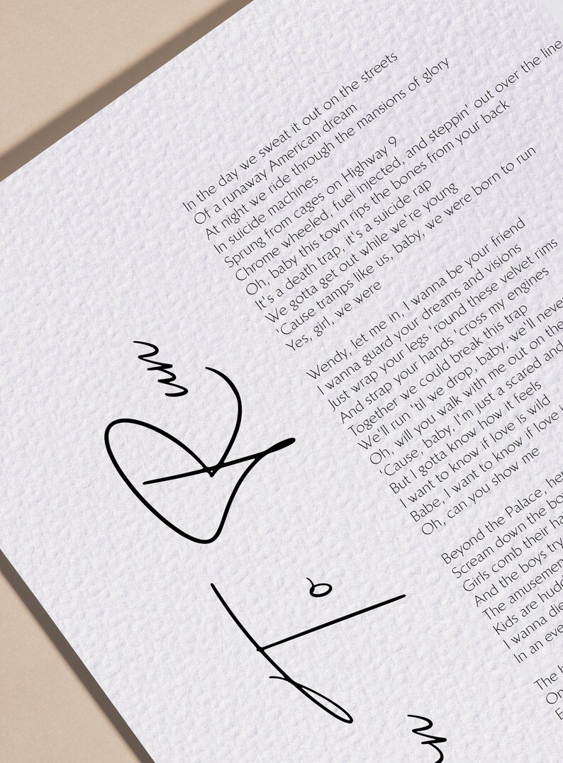 Born to Run Bruce Springsteen Printable Born to Run Lyrics - Etsy