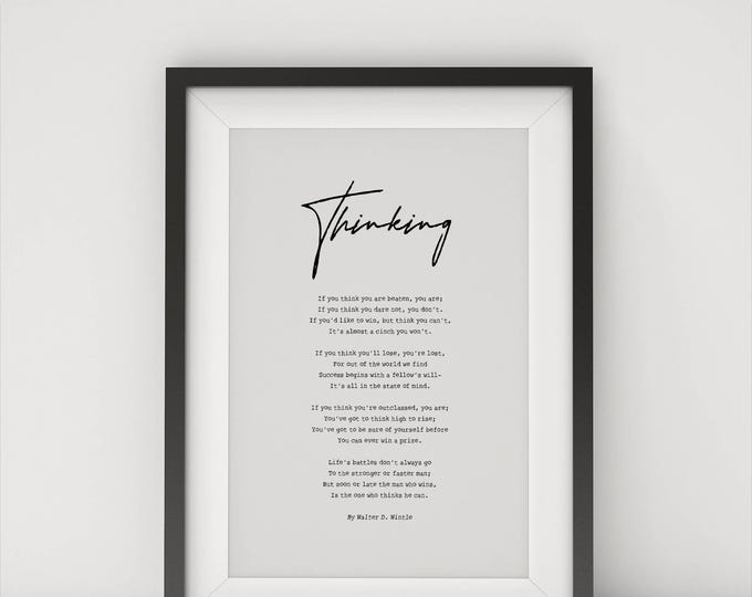 Thinking Poem by Walter D Wintle Unity Magazine Version Poster Print ...