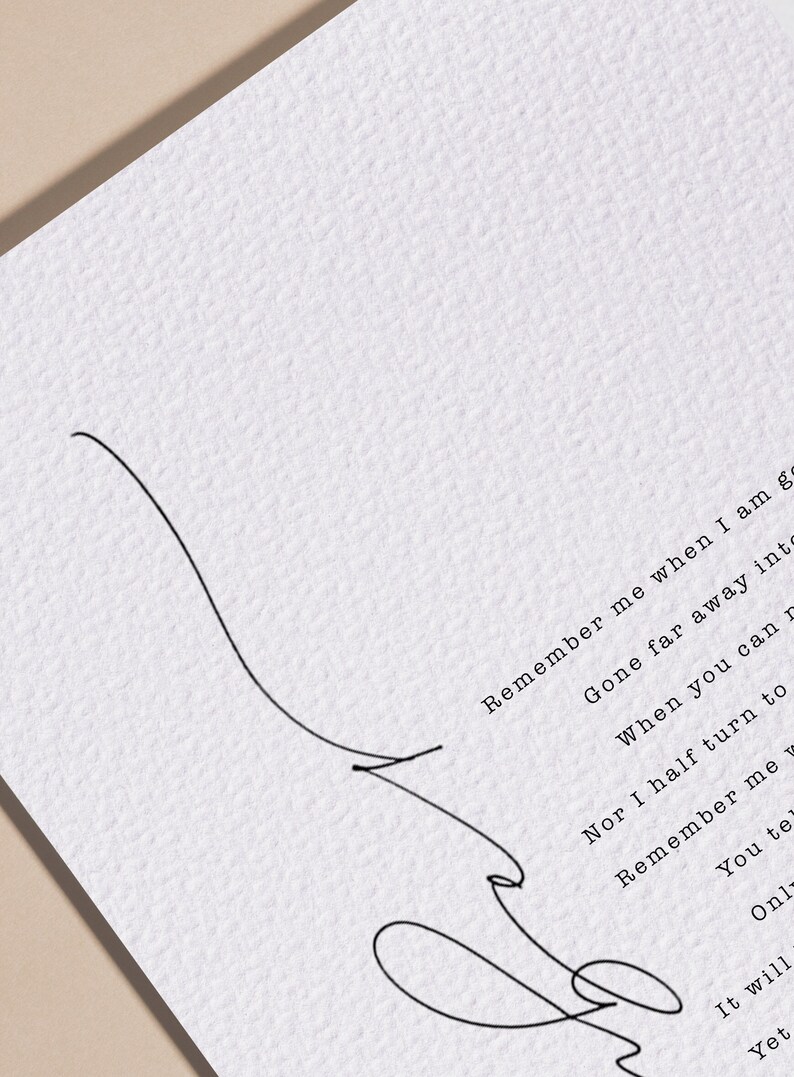 Remember Me Poem Printable by Christina Rossetti - Bereavement Gifts ...