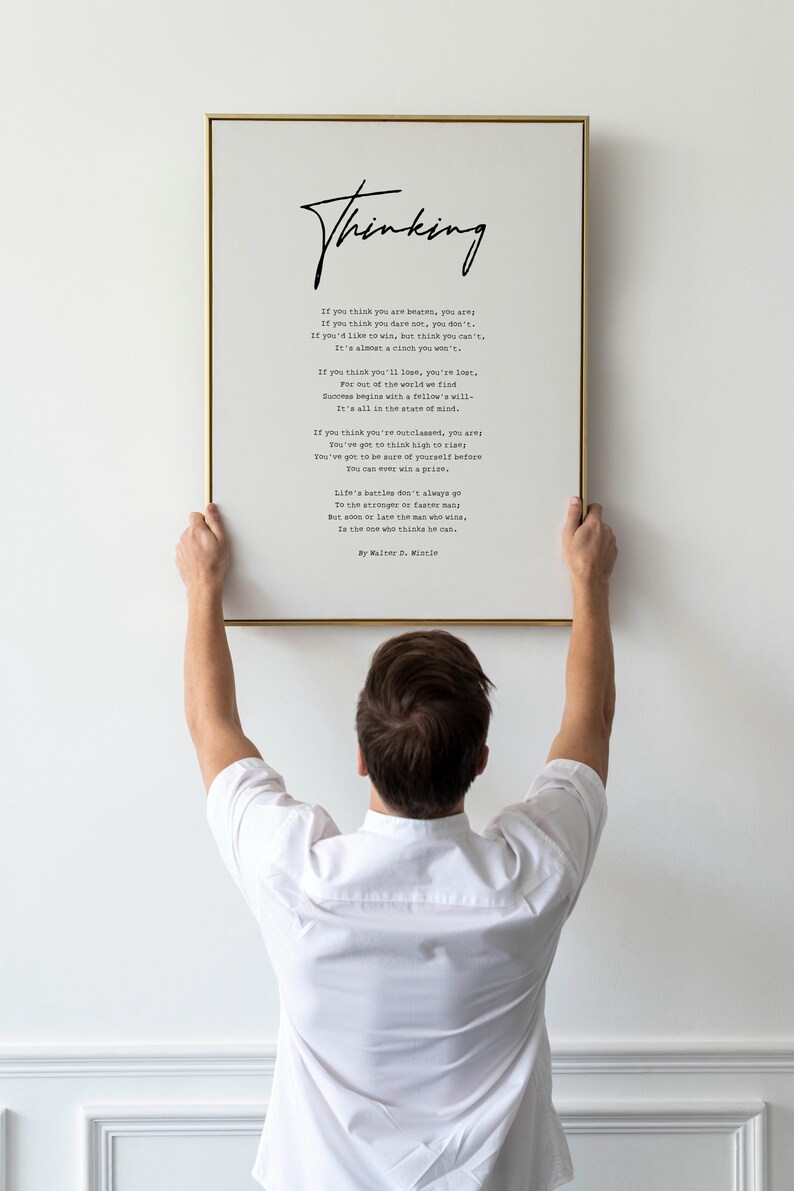 Thinking (poem by Walter D. Wintle, Digital Poem Print, Thinking Poster ...