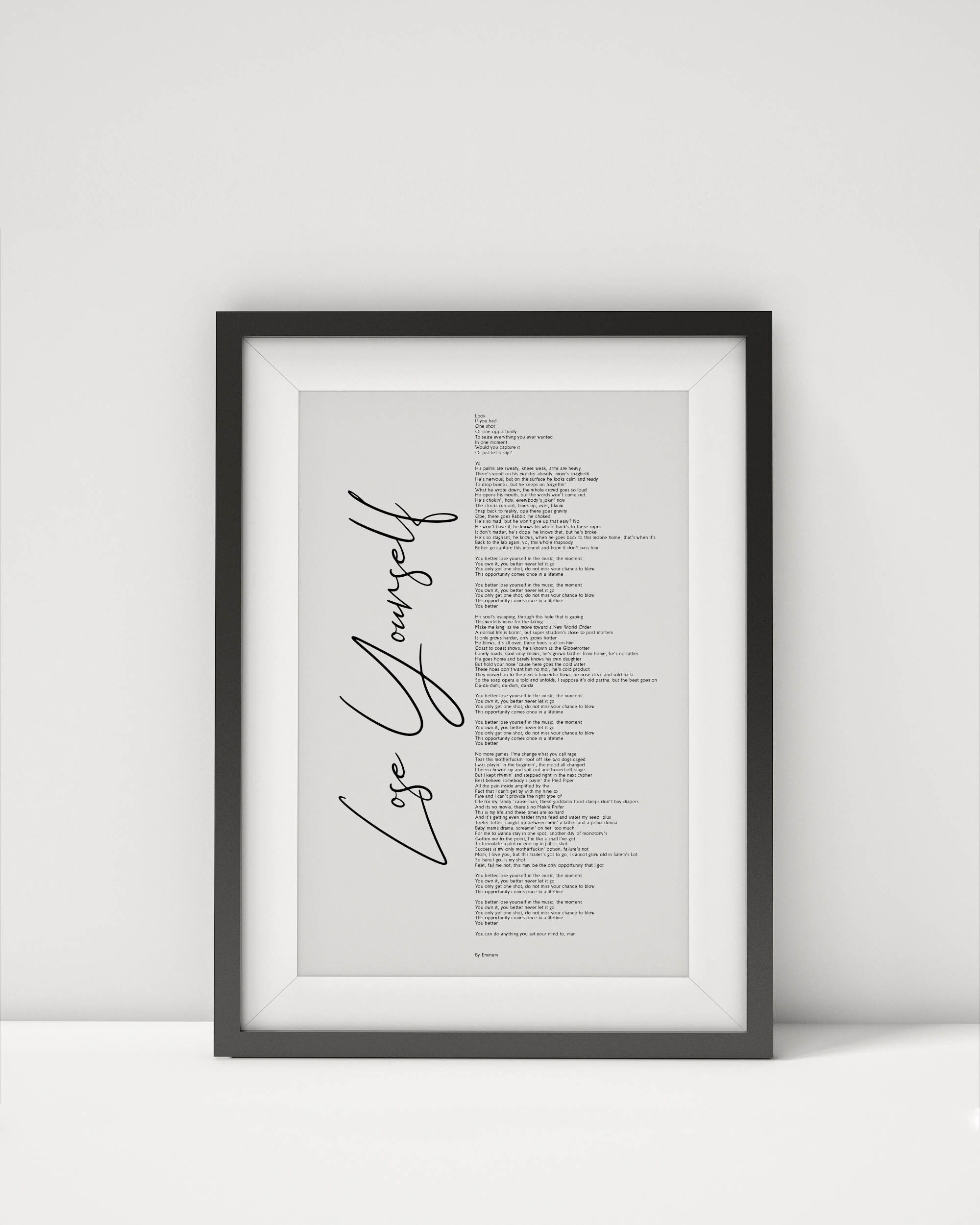 Lose Yourself - Eminem Digital Print - Eminem Lyrics Printable - Lose ...