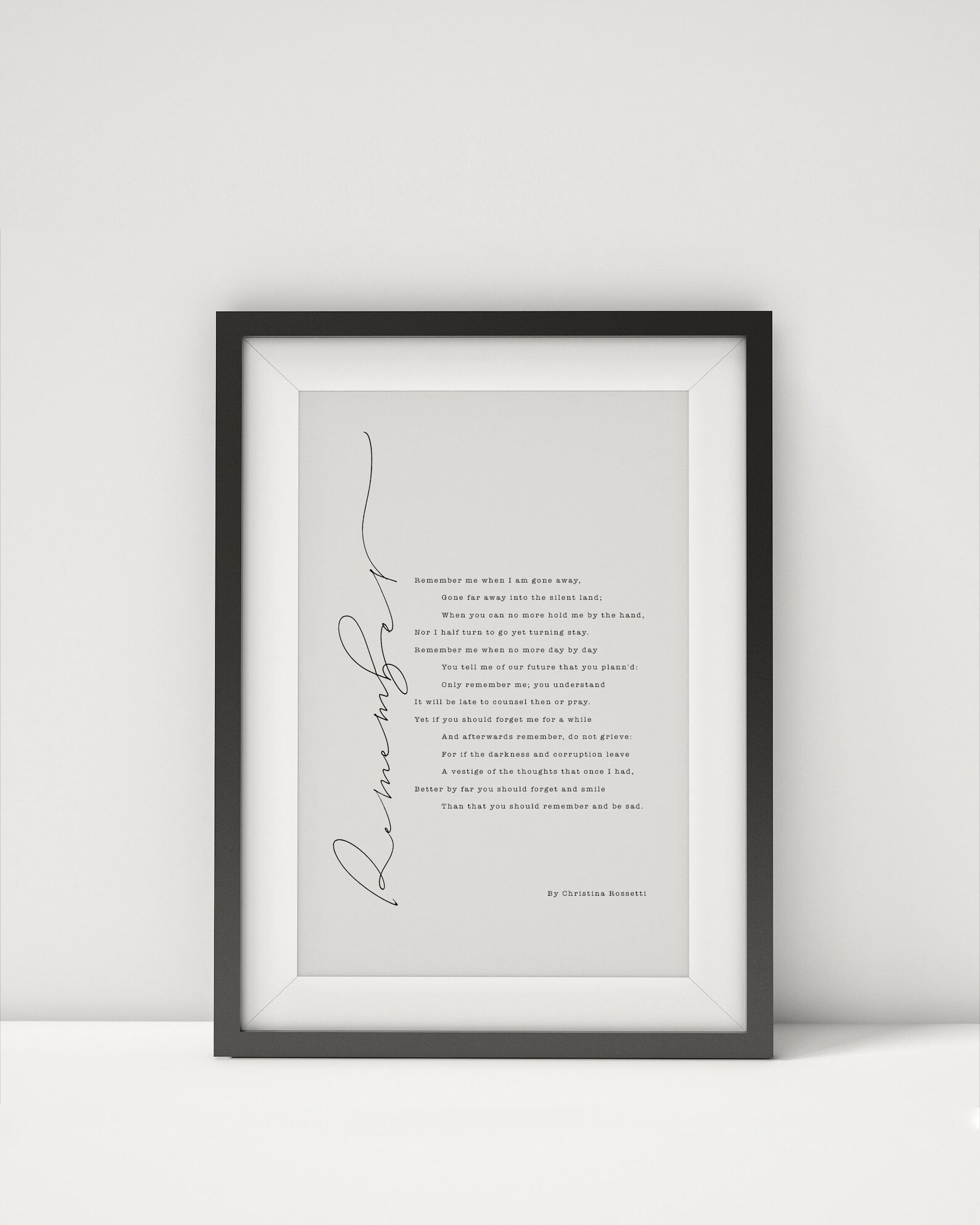 Remember Me Poem Printable by Christina Rossetti - Bereavement Gifts ...