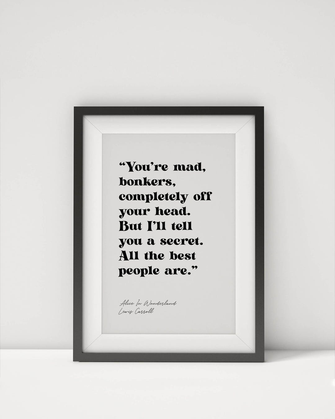Alice im Wunderland Mad Hatter Zitat Print - Youre Mad Bonkers Digital ...