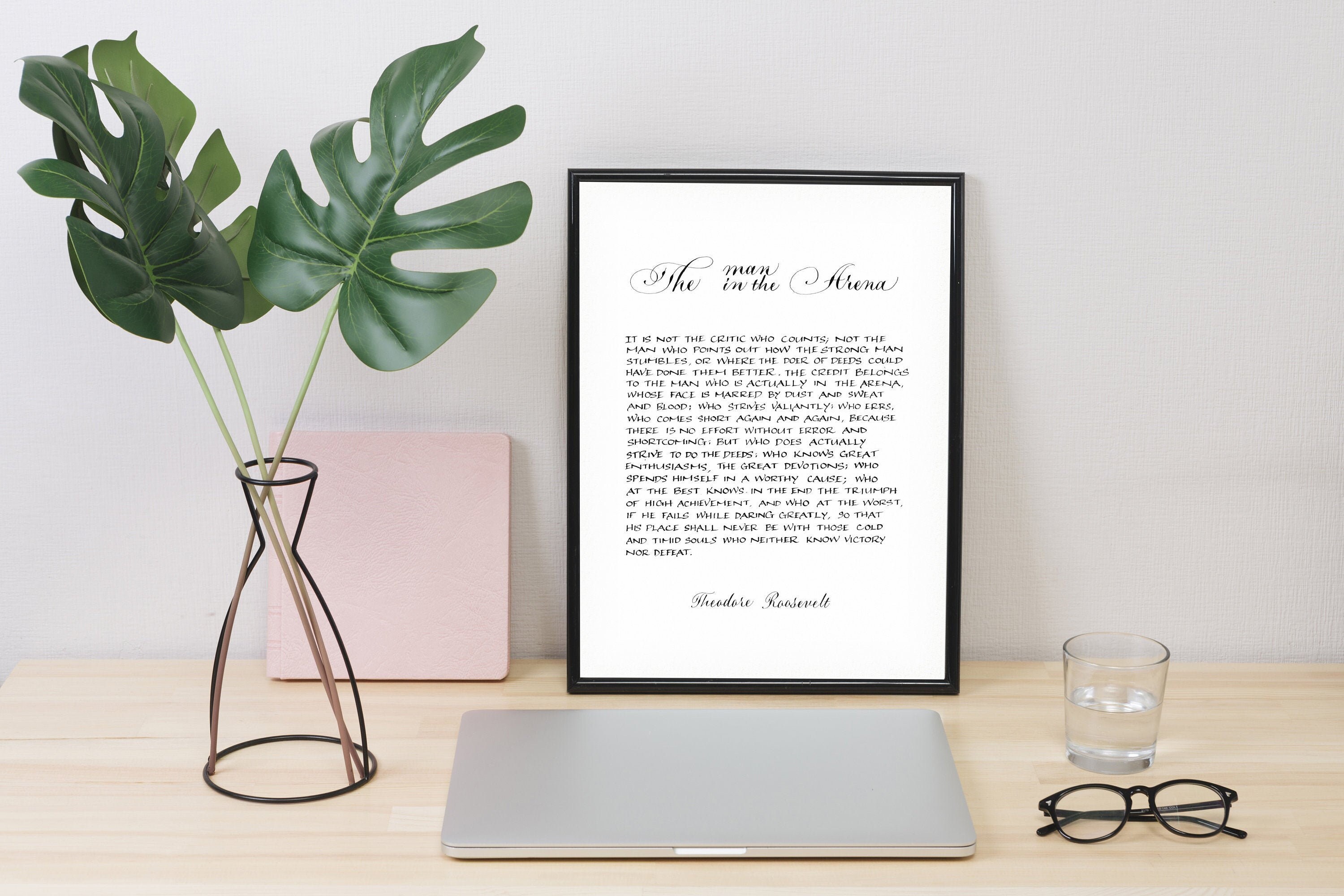 The Man in the Arena Calligraphy Theodore Roosevelt Quote - Etsy