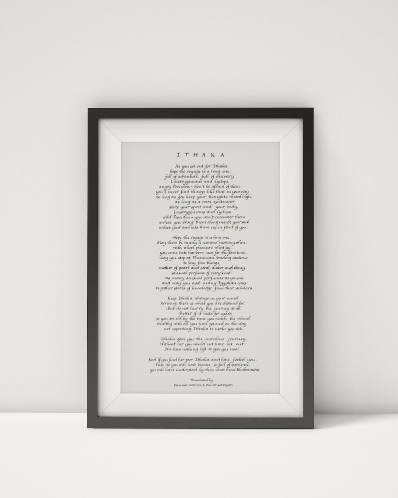 ITHAKA Printable Calligraphy Ithaka Poem Ithaka Poster Printable by C.P ...