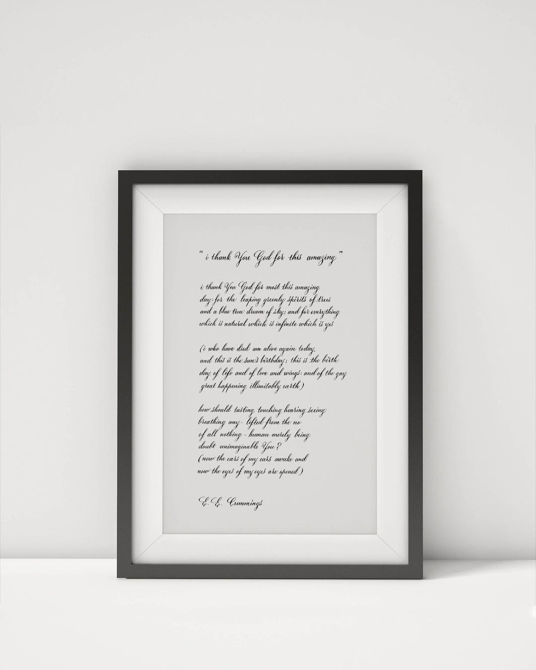 EE Cummings Poem Digital Art Print - I Thank You God Inspirational Wall ...