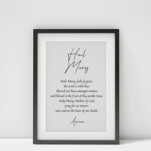 Hail Mary Prayer Printable - Hail Mary Prayer - Religious Gift - Prayer ...