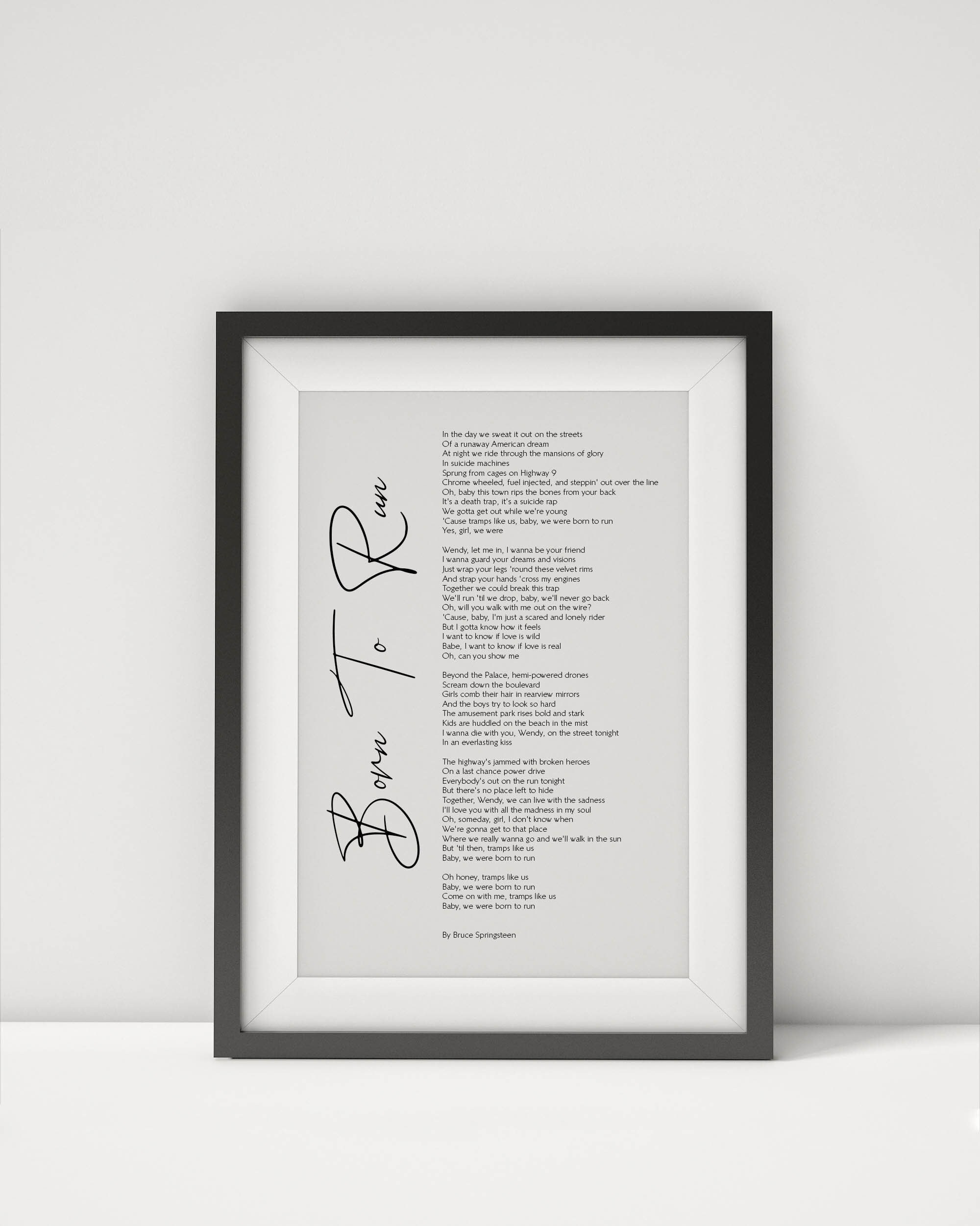 Born to Run Bruce Springsteen Printable Born to Run Lyrics - Etsy