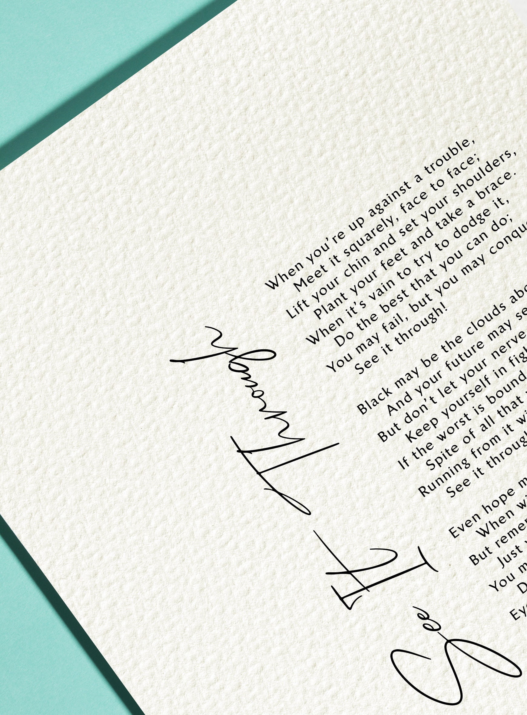 SEE IT THROUGH by Edgar Guest Printable Poem, Edgar Guest Poem, Framed ...