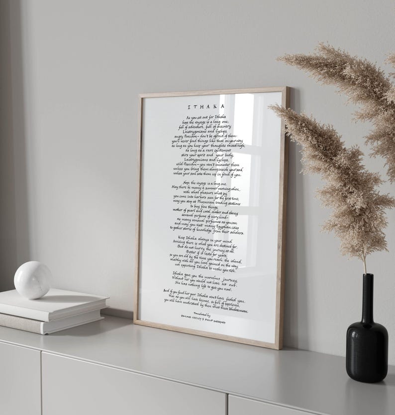 ITHAKA Poem Printable - Calligraphy Art by CP Cavafy - Black and White ...