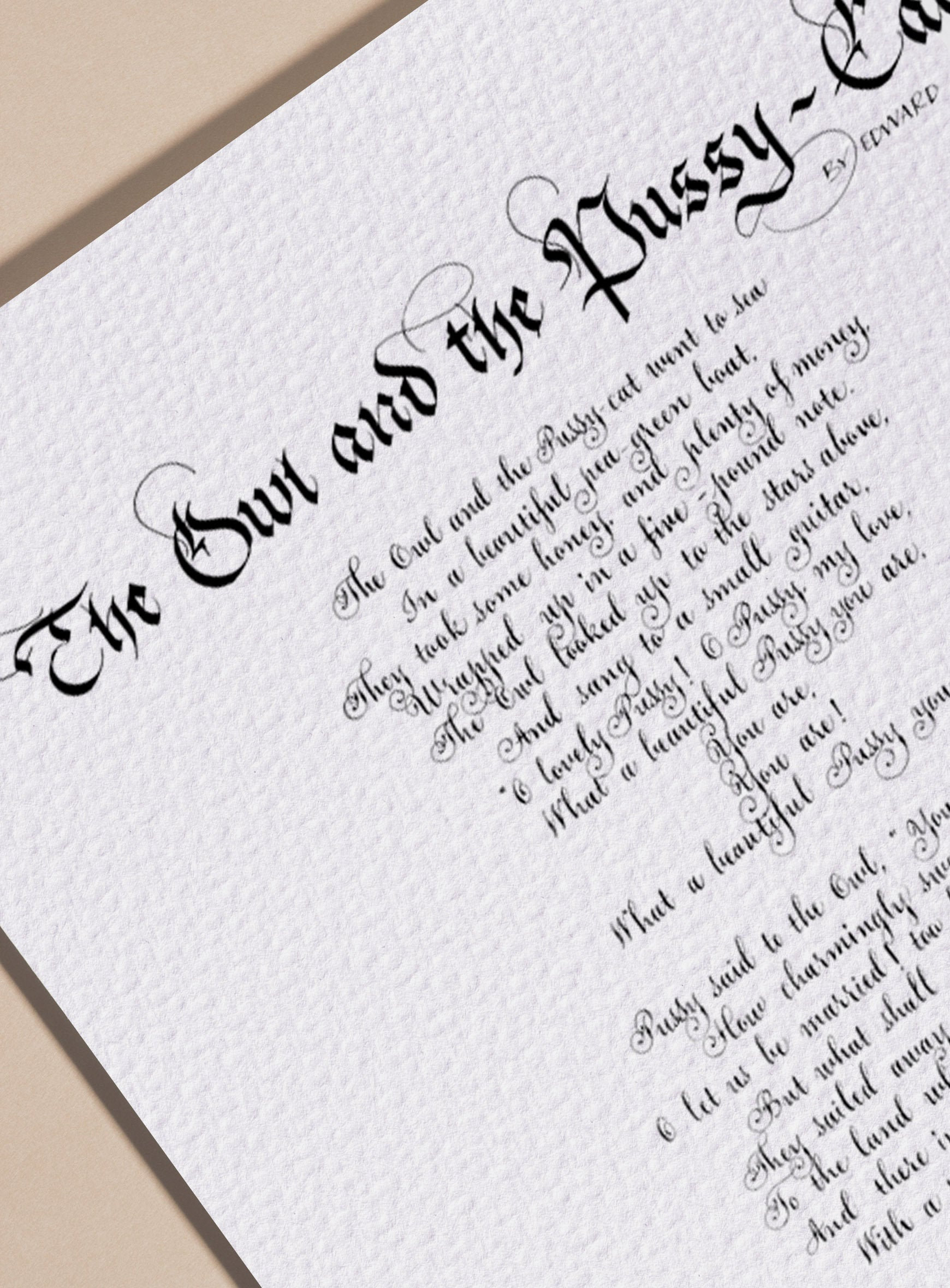 The Owl and the Pussycat Printable Framed Edward Lear Poem Framed ...