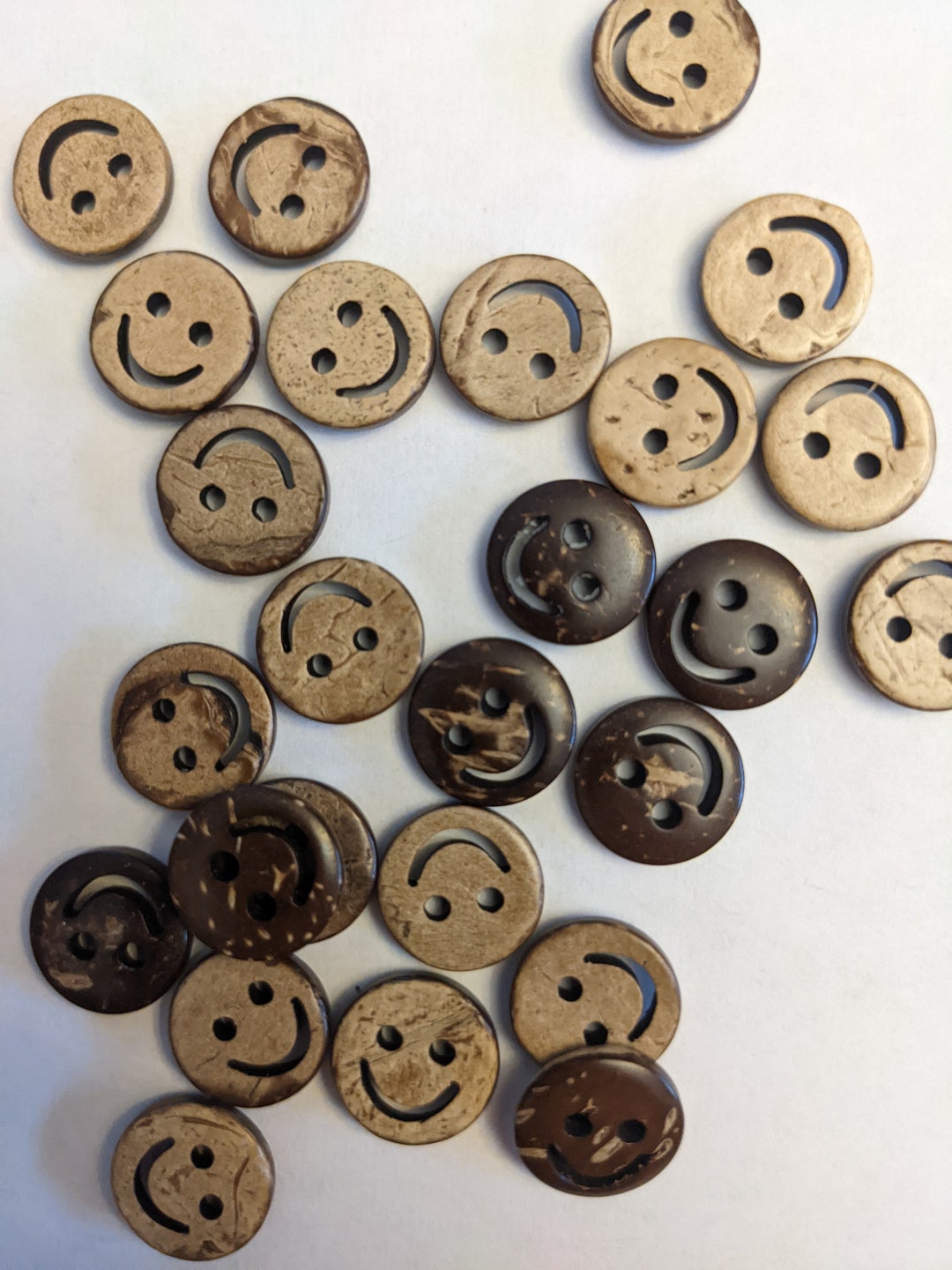 Happy Face Buttons, Coconut, 13mm - Etsy