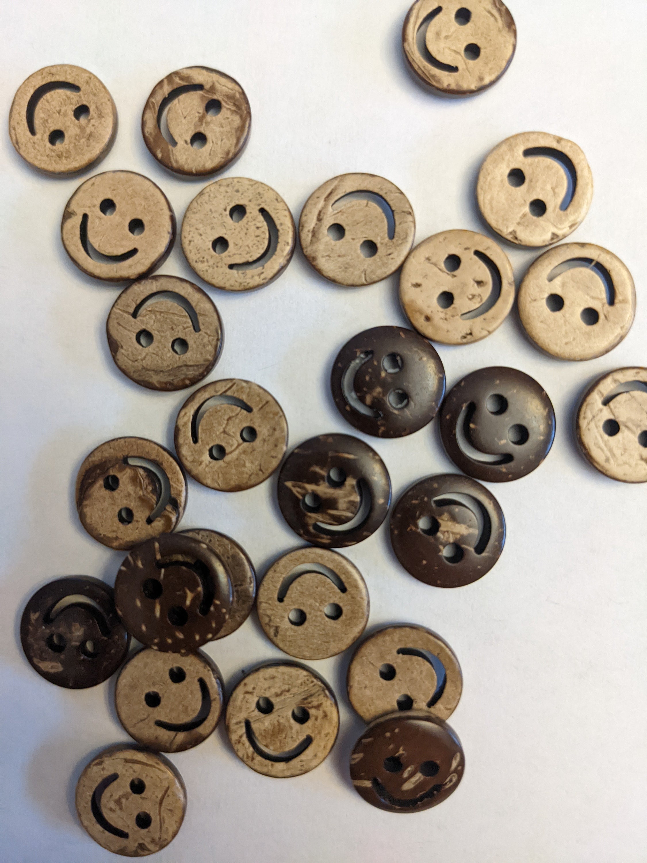 Happy Face Buttons, Coconut, 13mm - Etsy