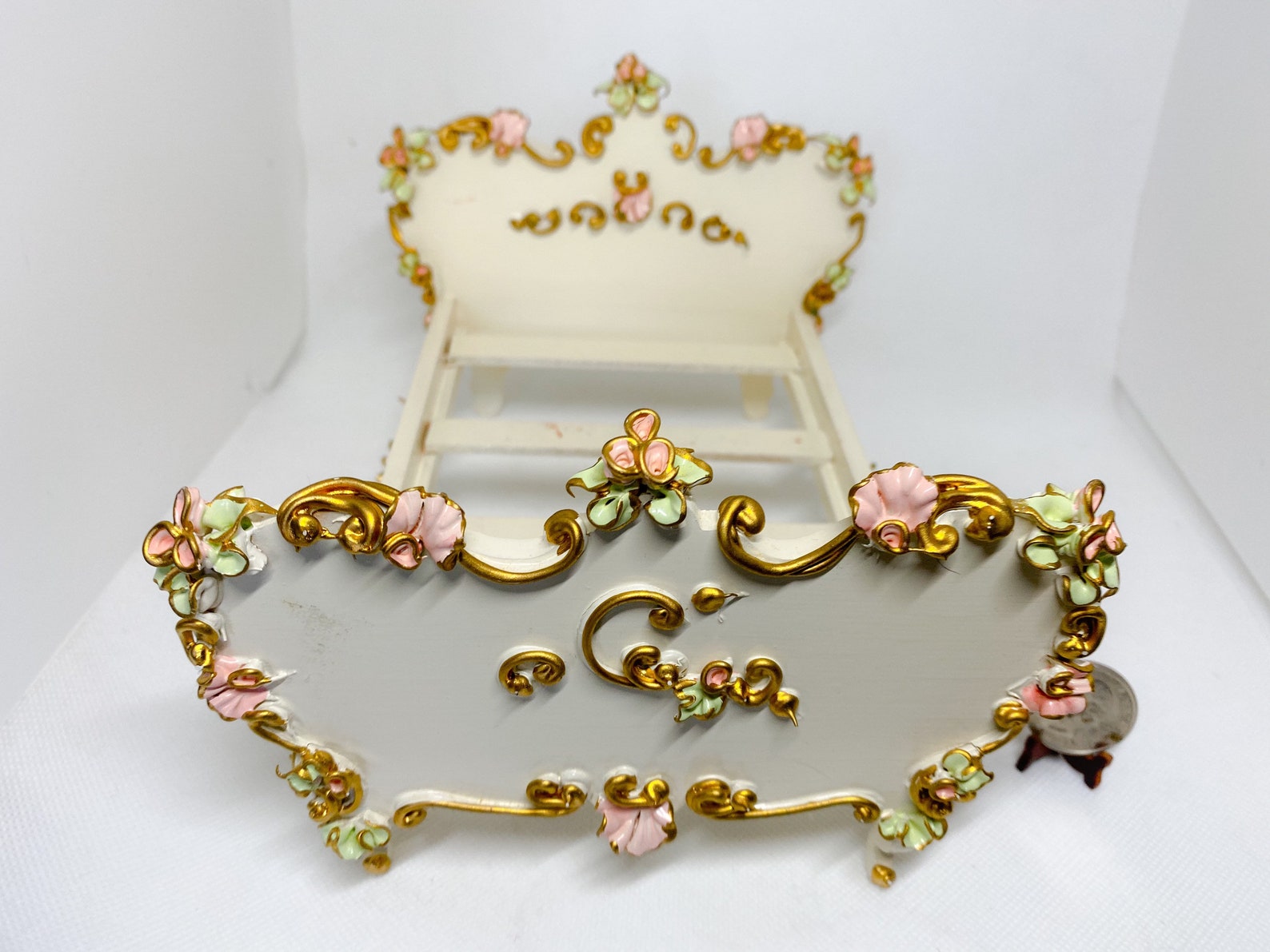 Vintage White Floral Carved Spielwaren Dollhouse Miniature - Etsy