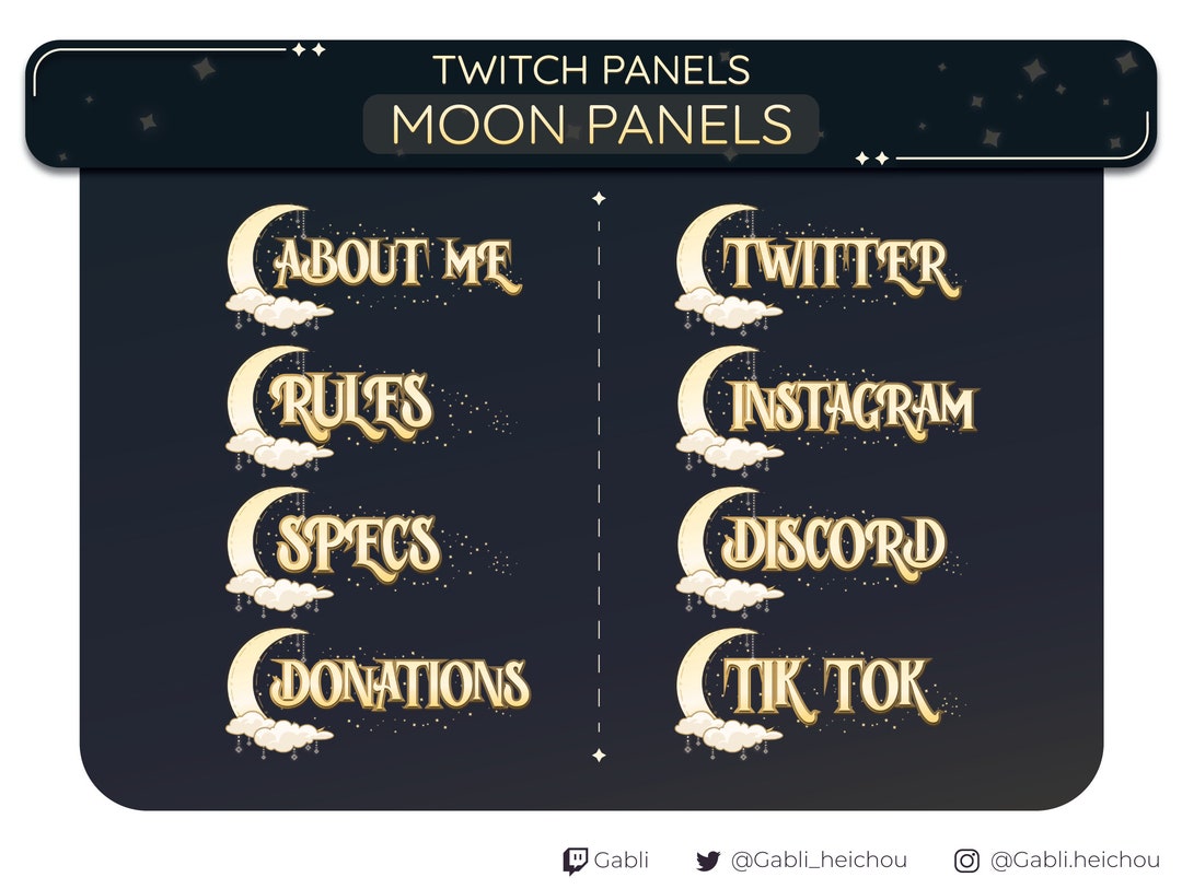 8 Twitch Moon Panels Abstract Panels Star Panels Stars and Moon Panels ...