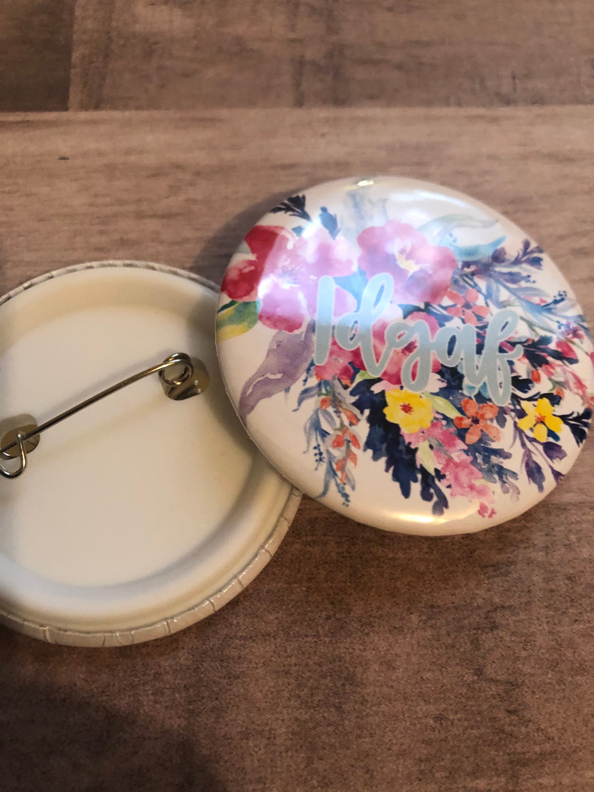 IDGAF floral 2 inch pin back button | Etsy