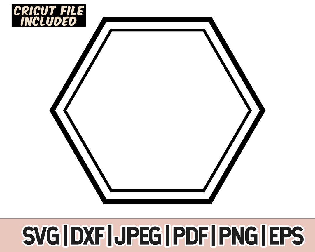 Hexagon Double Frame Svg and Png, Hexagon Monogram Vector Files ...