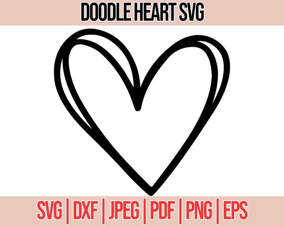 Doodle Heart Svg Hand Drawn Heart Svg Svg Png Dxf for | Etsy Australia