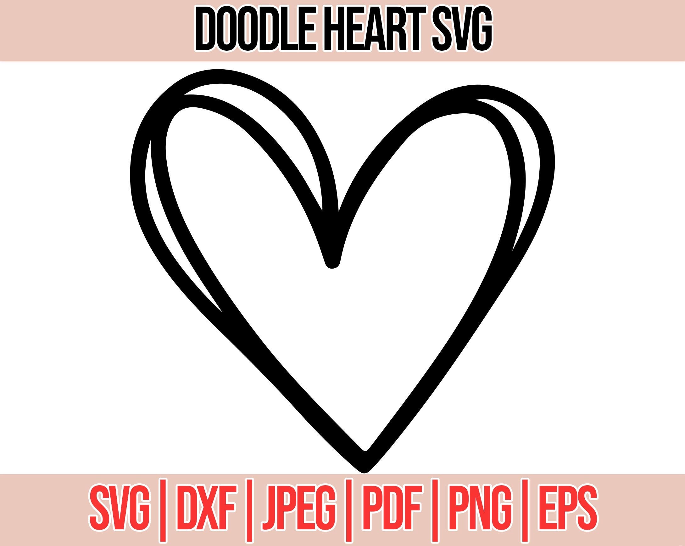 Doodle Heart Svg Hand Drawn Heart Svg Svg Png Dxf for - Etsy