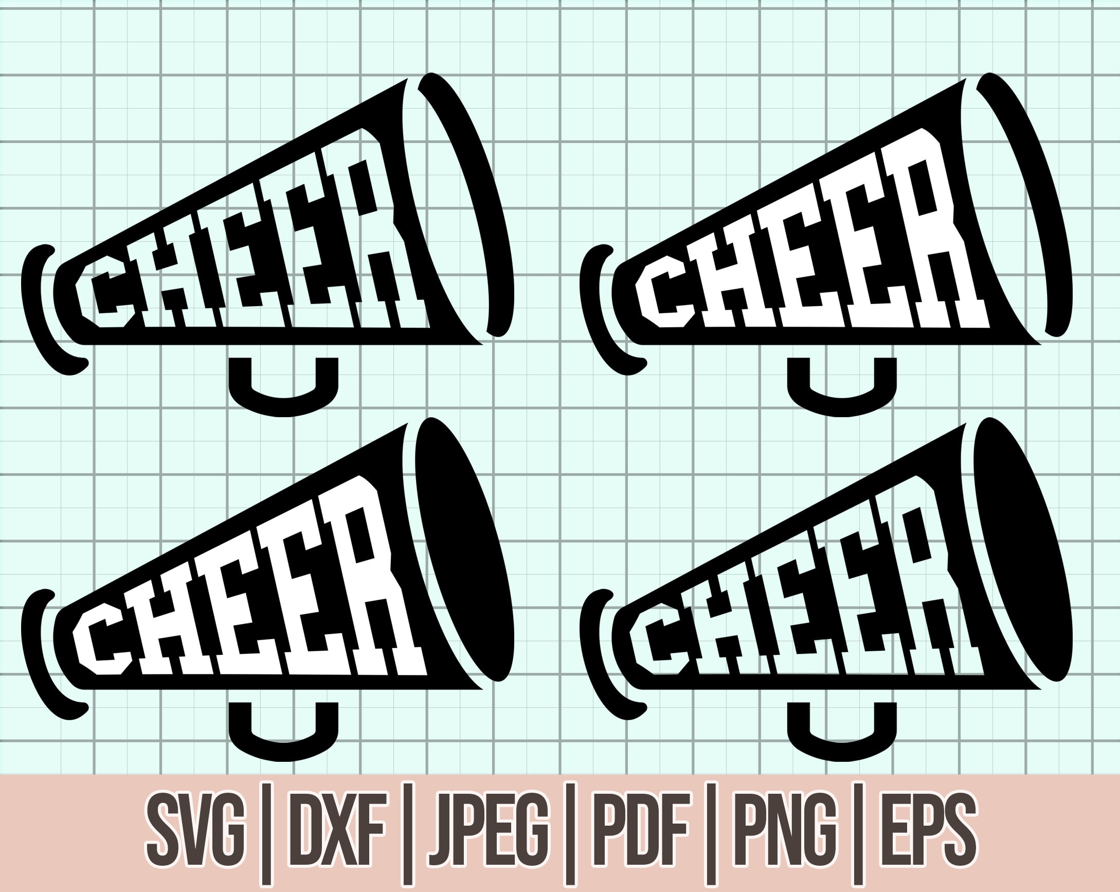 Cheer Megaphone Bundle SVG - Digital Download, Cheerleading Svg ...