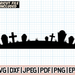 Graveyard SVG, Cemetery SVG, Halloween PNG, Halloween Graveyard Svg ...