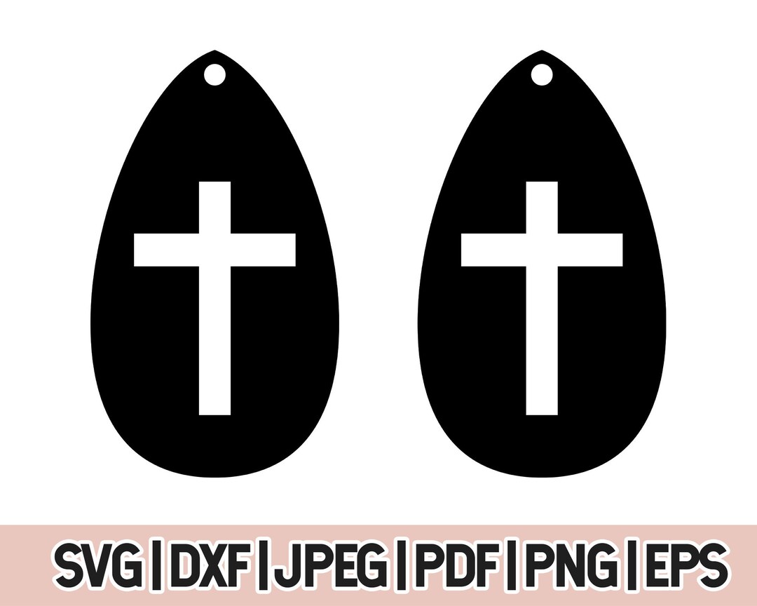 Cross Earring Template,religious Cross Earrings, Teardrop Pendant ...
