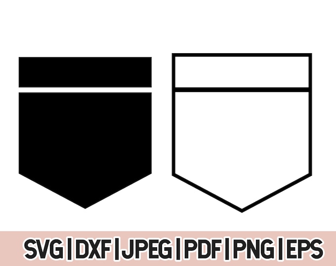 Shirt Pocket Vector Clipart Set / Outline & Stamp Drawing Graphic ...