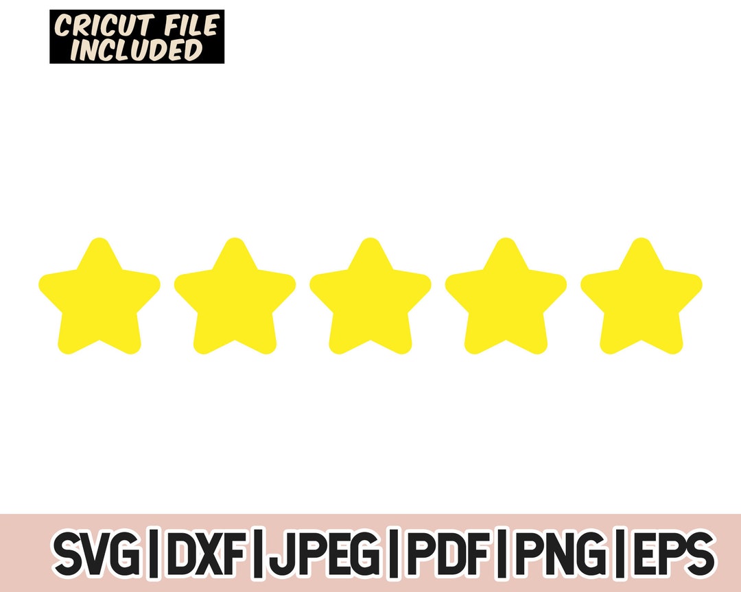 5 Stars Review Svg and Png, Five Star Review SVG, 5 Stars Svg, Rating ...