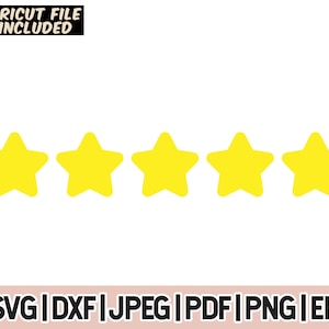 5 Stars Review Svg and Png, Five Star Review SVG, 5 Stars Svg, Rating ...