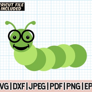 Bookworm Svg, Reading Bookworm PNG, Reading Caterpillar - Etsy