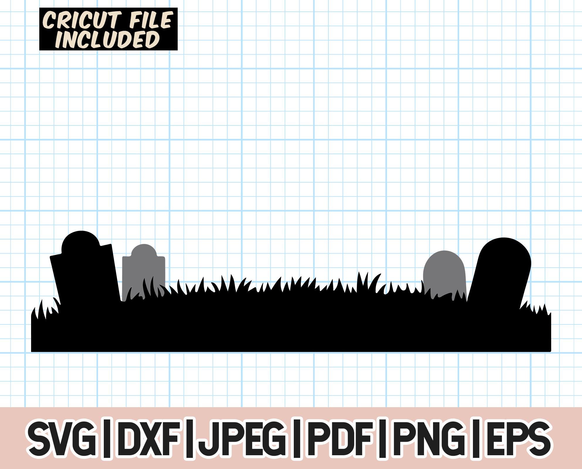 Graveyard SVG, Simple Cemetery SVG, Halloween PNG, Halloween Graveyard ...
