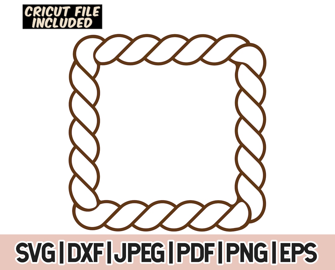 Square Rope Border Svg, Rope Square Svg, Square Rope Clipart, Square ...