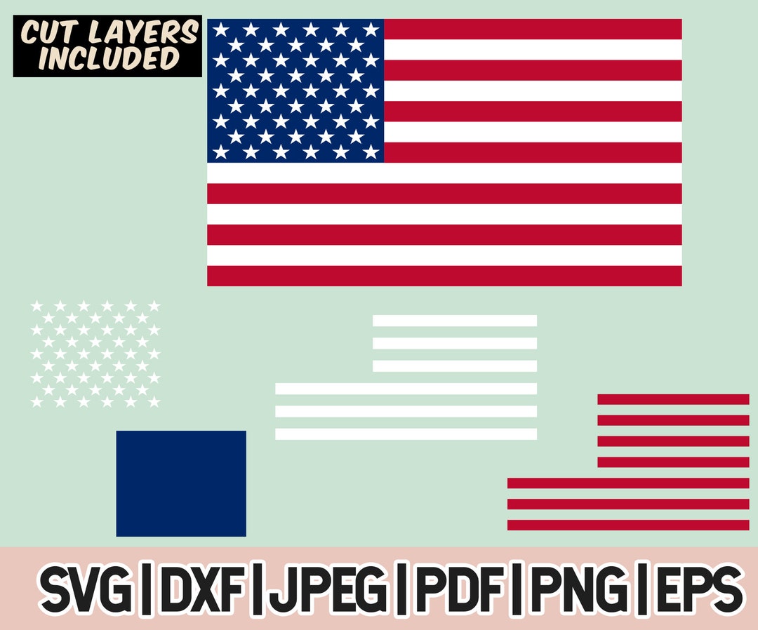 American Flag Cut Layer Svg and Png, Layered American Flag Svg, USA ...